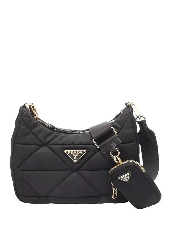 Prada Padded Re-nylon Crossbody Bag With Pouch - Black