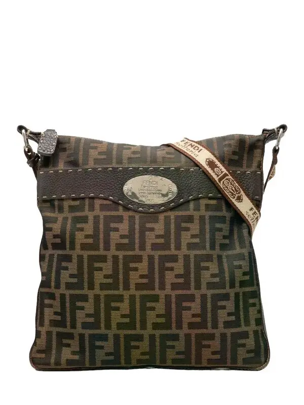 Fendi Zucca Canvas Selleria Crossbody Bag - Brown