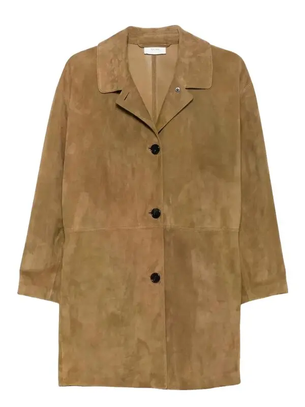 THE ROW Suede Button-up Coat - Neutrals
