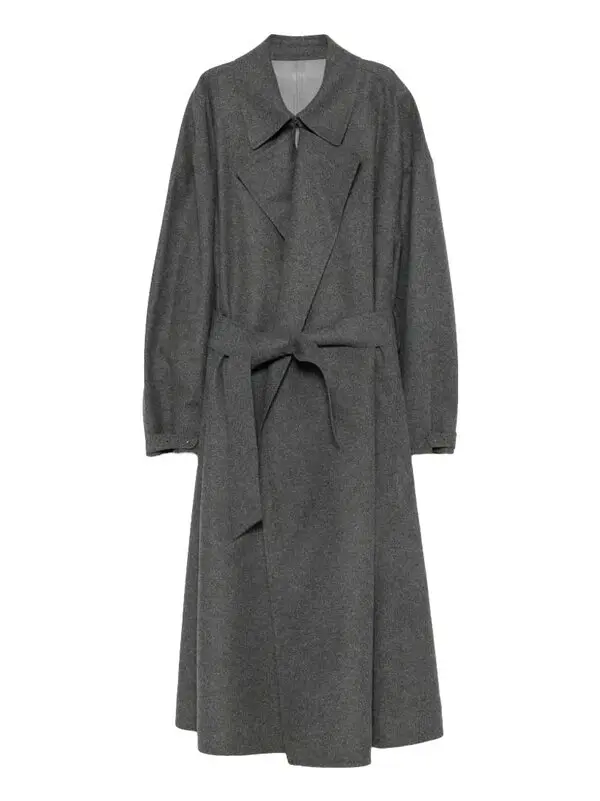 Emporio Armani Belted Wool-blend Coat - Grey