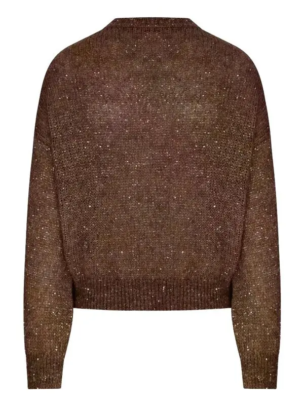 Brunello Cucinelli Sequin-embellished Crew Neck Sweater - Brown