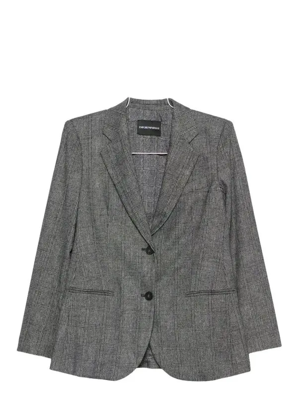 Emporio Armani Check-pattern Single-breasted Blazer - Grey