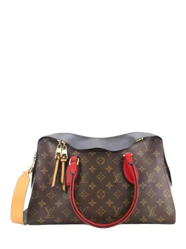 LOUIS VUITTON Monogram Canvas Tuileries Handbag With Leather Satchel - Black