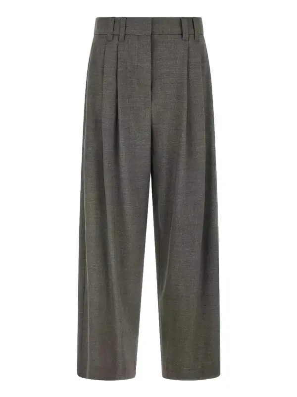 Brunello Cucinelli Tailored Wool Trousers With Monili Detail - Grey