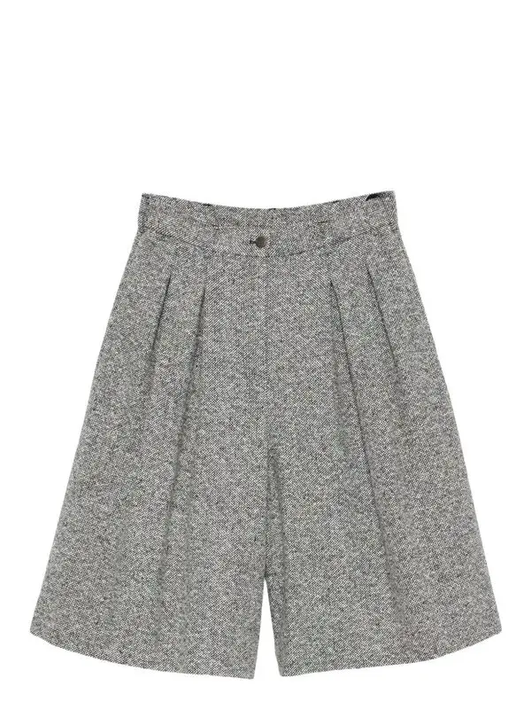 Emporio Armani Pleated Tweed Tailored Shorts - Black
