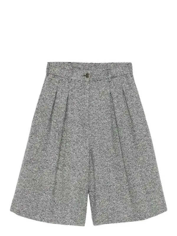 Emporio Armani Pleated Tweed Tailored Shorts - Black