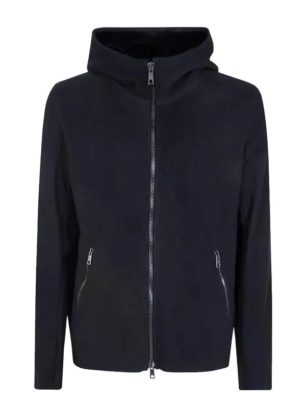 GIORGIO BRATO Suede Hooded Jacket - Blue