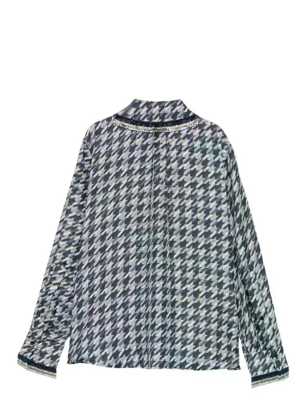 Dice Kayek Houndstooth Tasseled Silk Shirt - Blue