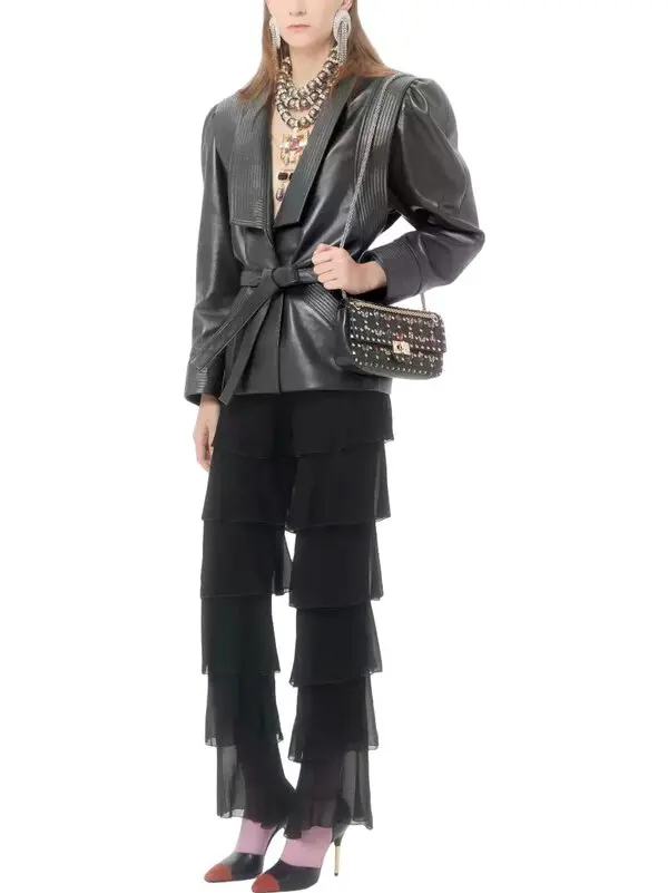 Valentino Garavani Medium Rockstud Spike Shoulder Bag With Butterfly Embroidery - Black