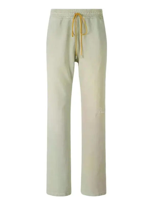 Rhude Logo-embroidered Worn-effect Cotton Track Pants - Green