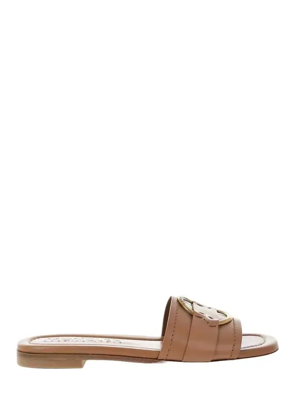 Moncler Leather Ring Detail Sandals - Brown