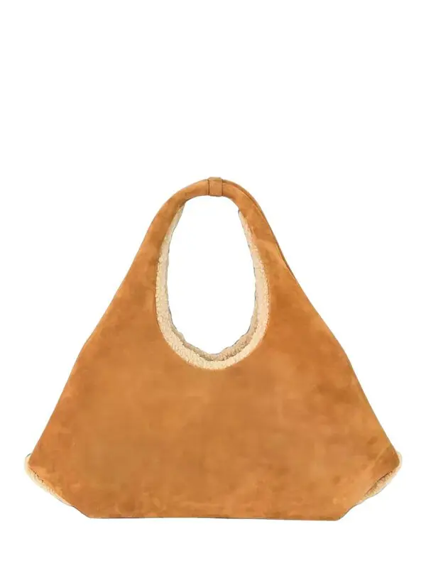 Coperni Shearling-trim Folded Shoulder Bag - Brown