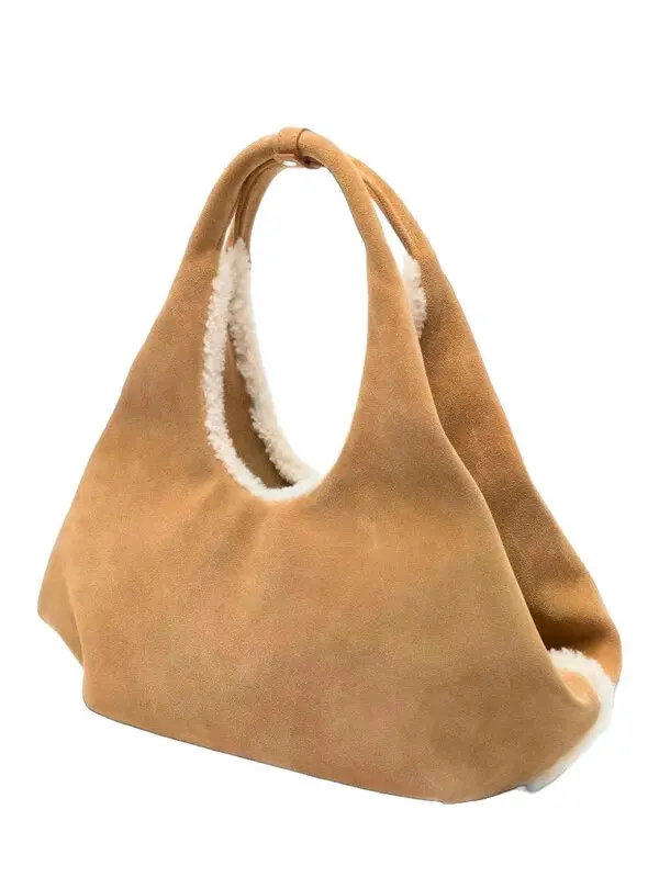 Coperni Shearling-trim Folded Shoulder Bag - Brown