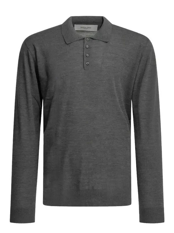 GOLDEN GOOSE Long-sleeved Polo Shirt In Gray Merino-wool - Grey