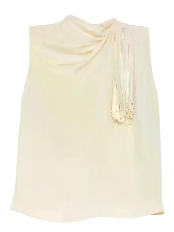 Altuzarra Sleeveless Silk Top With Draped Detail - Neutrals