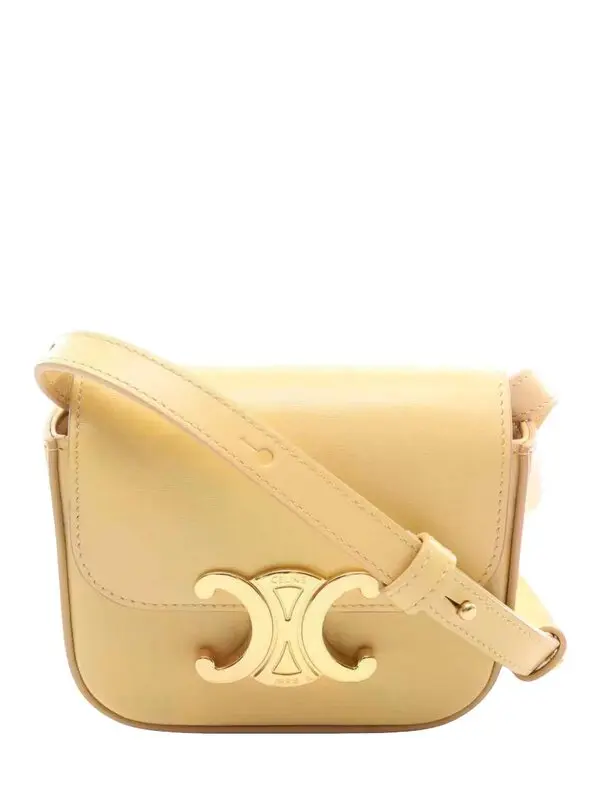 Celine Mini Shiny Calfskin Triomphe Crossbody Bag - Yellow