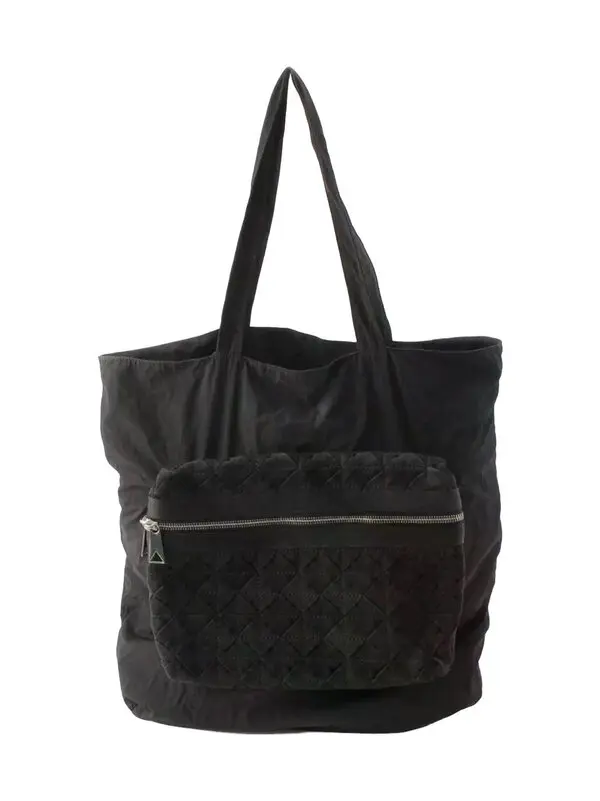 Bottega Veneta Intrecciato Trimmed Nylon Eco Tote Bag - Black