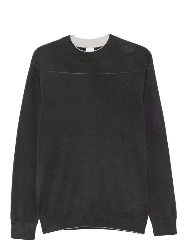 Eleventy Crew Neck Fine Knit Sweater - Grey