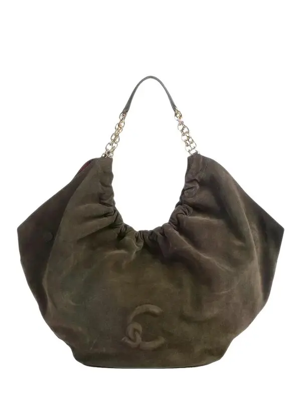 COCCINELLE Smash Ruched-detail Suede Tote Bag - Green