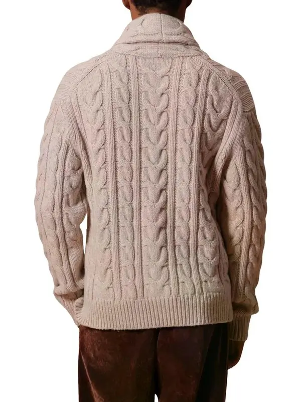BALLANTYNE Cable-knit Wool Shawl Collar Cardigan - Neutrals