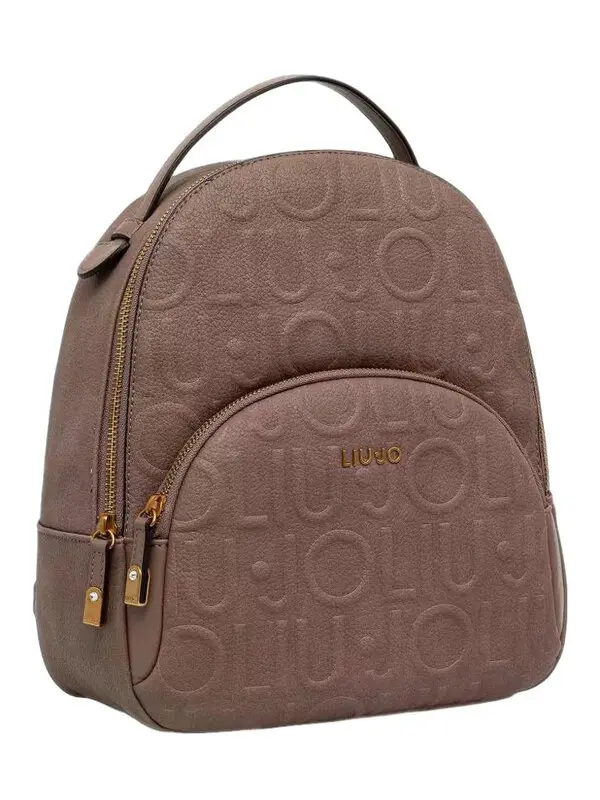 Liu Jo Logo Embossed Textured Backpack - Brown