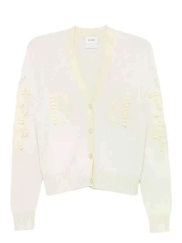 BARRIE Logo-embroidered V-neck Cardigan - Neutrals