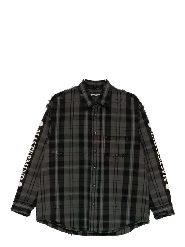 MASTERMIND WORLD Check Frayed Shirt - Black