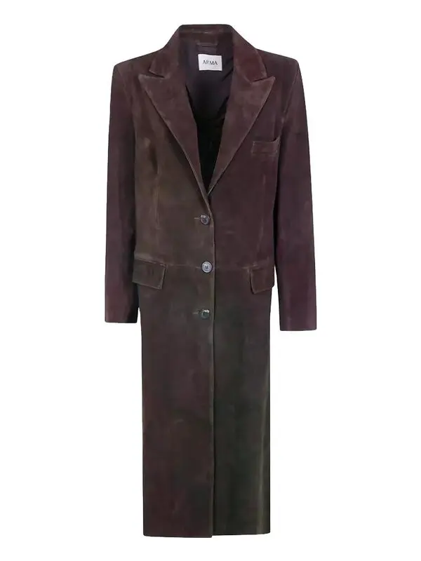 ARMA Single-breasted Suede Coat - Brown