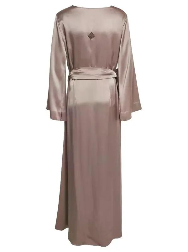 MYKAFTAN Wrap-around Kaftan Dress With V-neck And Side Tie - Pink
