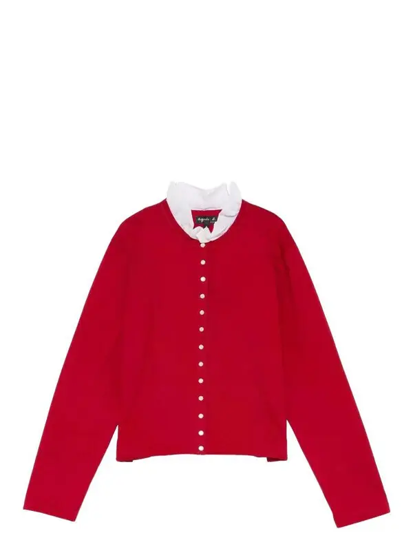 AGNES B. Snap-button Cardigan - Red