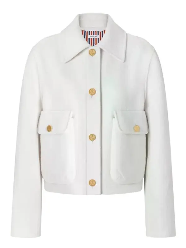 Thom Browne Bell-sleeve Jacket With Rwb Stripe - White