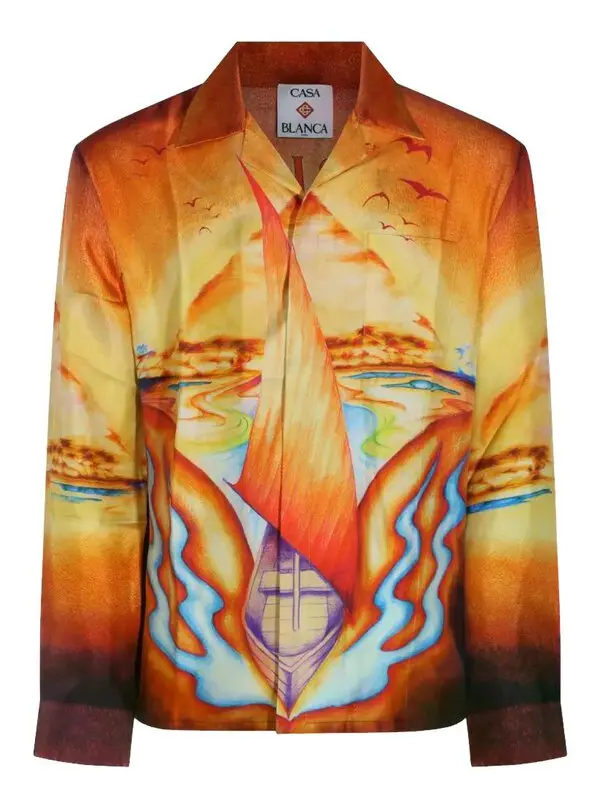 Casablanca Graphic-print Silk Shirt - Orange
