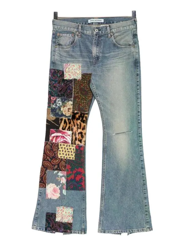 Junya Watanabe Patchwork Distressed Flare Jeans - Blue