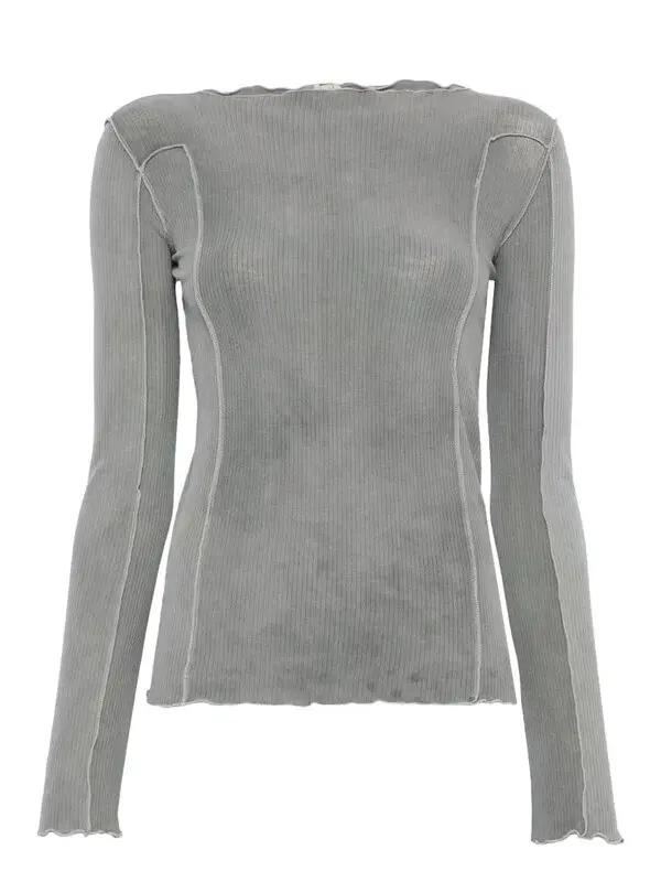 BASERANGE Omato Ribbed-knit Boat-neck Top - Grey