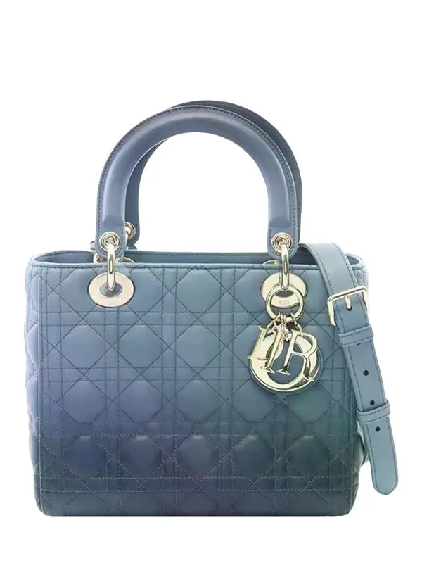 Dior Medium Lambskin Cannage Lady Satchel - Blue