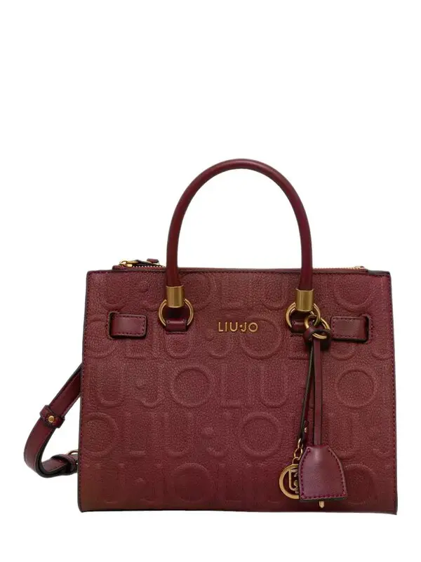Liu Jo Logo Embossed Leather Satchel Bag - Red