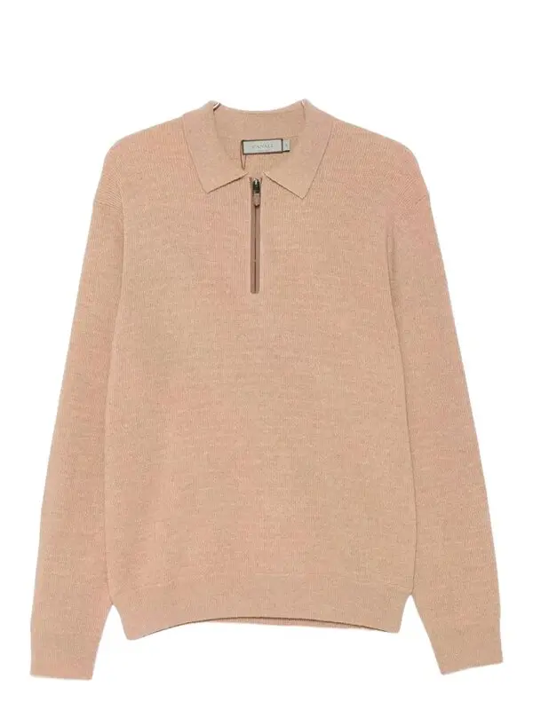 Canali Quarter-zip Knitted Sweater - Neutrals