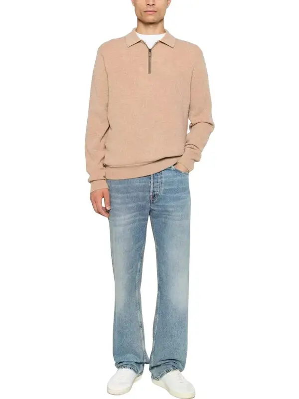 Canali Quarter-zip Knitted Sweater - Neutrals