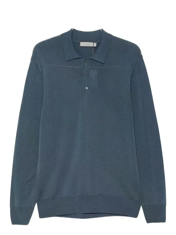 Canali Long-sleeve Polo Sweater - Blue