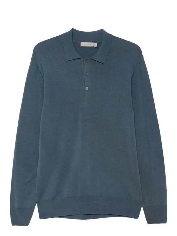 Canali Long-sleeve Polo Sweater - Blue