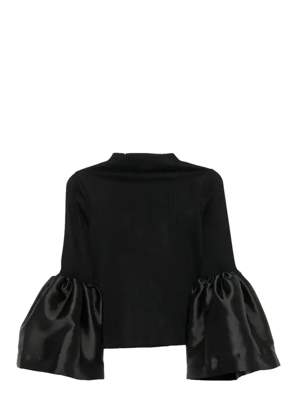 MARQUES' ALMEIDA Puffed-sleeve Ribbed-knit Top - Black