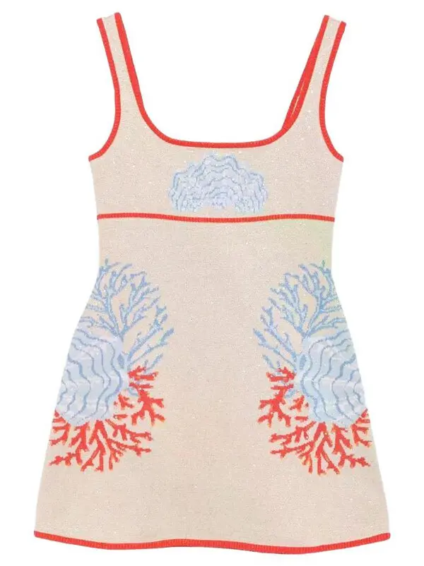 Retrofete Valcra Crystal-embellished Intarsia-knit Mini Dress - Neutrals