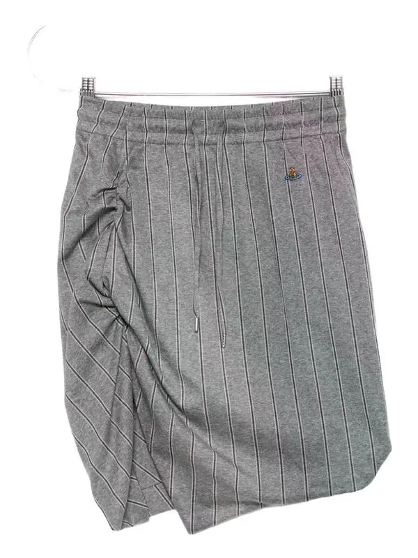 VIVIENNE WESTWOOD Side Panther Pinstripe Ruched Mini Skirt - Grey