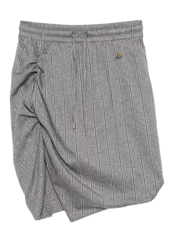 VIVIENNE WESTWOOD Side Panther Pinstripe Ruched Mini Skirt - Grey