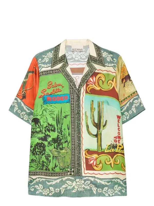 ALEMAIS Alemas Graphic Print Short Sleeve Shirt - Green