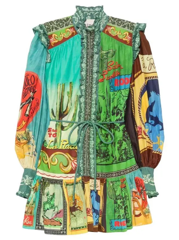 ALEMAIS Alemas Graphic-print Mini Dress - Green