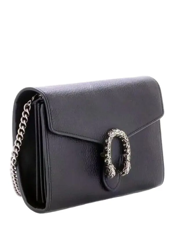 Gucci Dionysus Chain Wallet Leather With Embellished Detail Small Crossbody Bag - Black