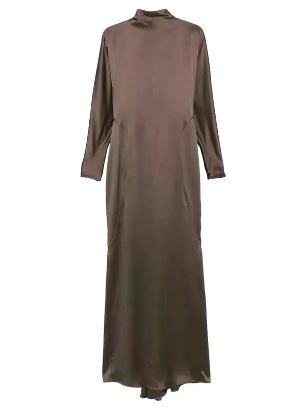 Max Mara Satin High-neck Maxi Dress - Brown