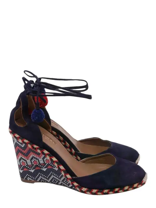 AQUAZZURA Wedge Espadrilles With Pom-pom Embellishments - Blue