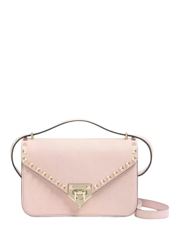Valentino Garavani Rockstud Small Shoulder Bag In Grainy Calfskin - Pink